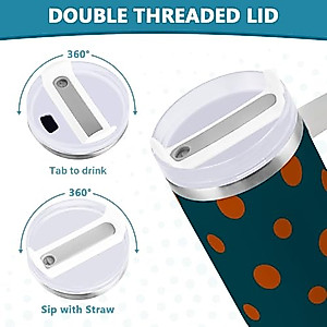 40oz Orange Polka Dots Steel Insulated Tumbler with Lid and Straw Fall Insulated Tumbler