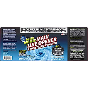 Green Gobbler Ultimate Main Drain Opener | Drain Cleaner Hair Clog Remover | Works On Main Lines, Sinks, Tubs, Toilets, Showers, Kitchen Sinks | 64 fl. oz.