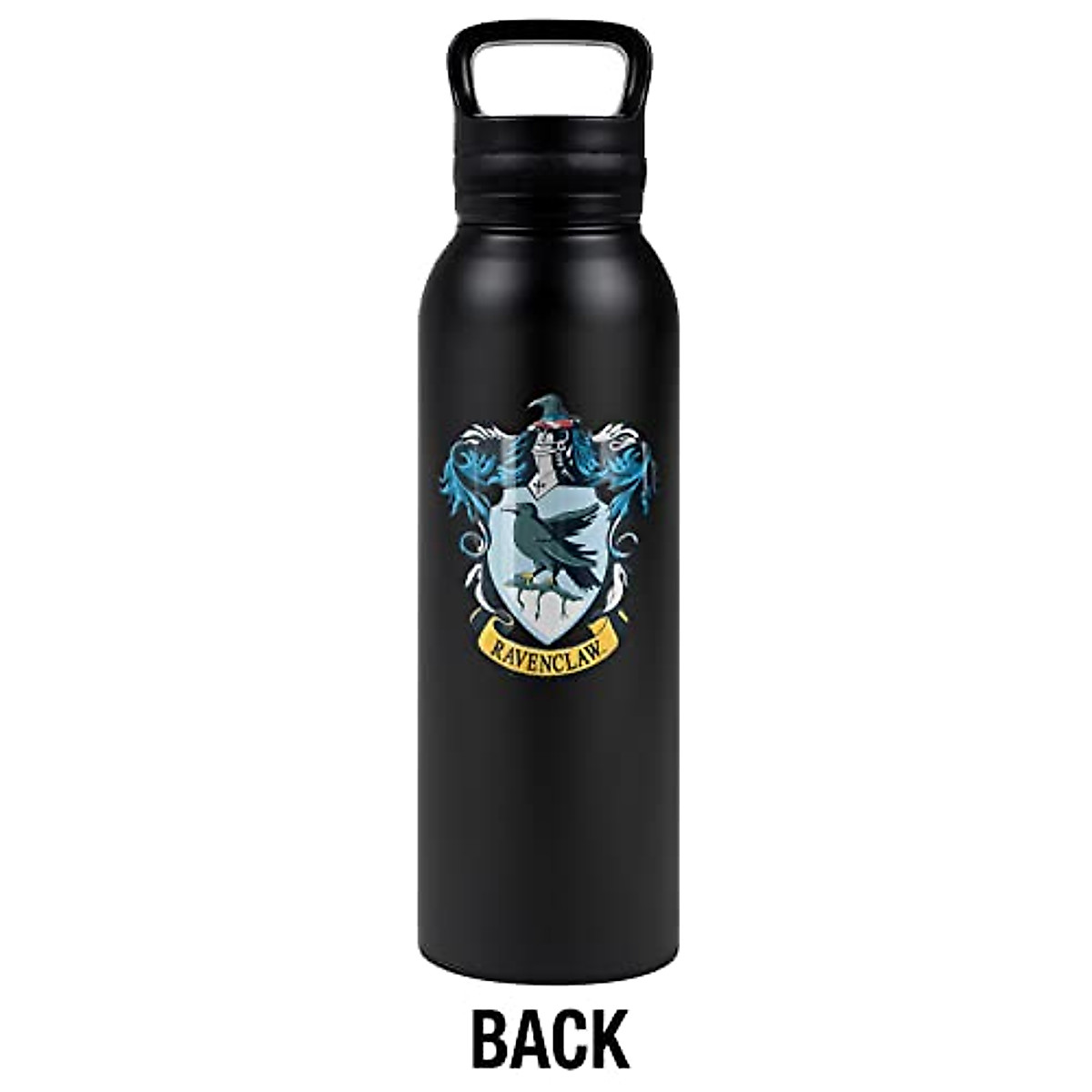 Harry Potter OFFICIAL Ravenclaw Crest 24 oz Insulated Canteen Water Bottle, Leak Resistant, Vacuum Insulated Stainless Steel with Loop Cap, Black