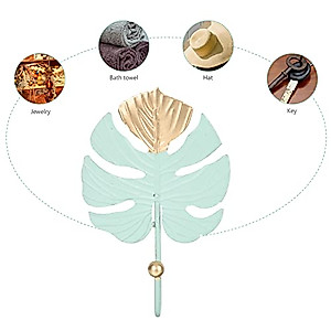 DOITOOL Metal Hangers Palm Leaf Wall Hooks Hanger: 5pcs Decorative Monstera Leaf Towel Hooks Rustic Key Hangers for Coat Hat Robe Entryway Car Key Holder