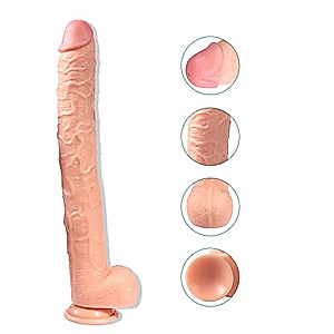 Realistic Extra Long Dildo Thick Dildo with Suction Cup, 16.93Inch Silicone Giant Dildos G Spot Anal Dildo Adult Sex Toys for Women