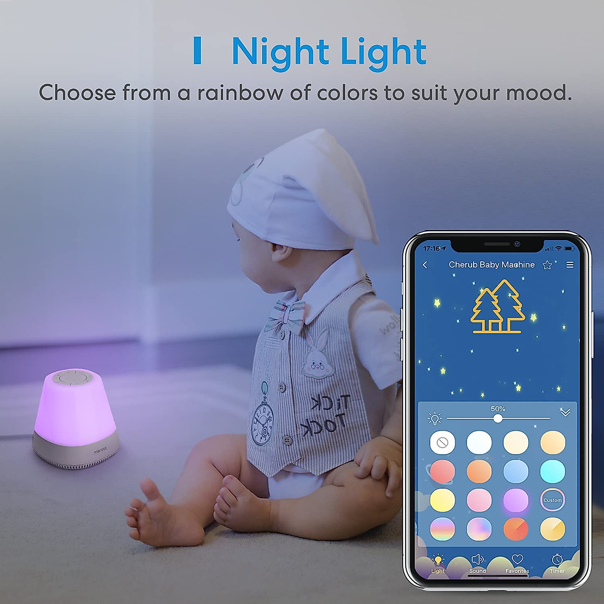 Meross Smart Table Lamp, Smart Sound Machine Compatible with HomeKit and Alexa, with 11 Soothing Sounds, Adjustable Night Light, Remote Control, Voice Control, Schedule and Timer