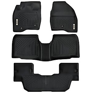 OEDRO Floor Mats Fit for 2015-2019 Ford Explorer Without 2nd Row Center Console, TPE All Weather Car Mats Accessories Includes 1st 2nd and 3rd Row Full Set Liners