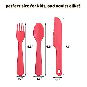Kids Cutlery Set - Jawbush 9 Pcs Plastic Toddler Utensils with Nylon Knives Forks and Spoons for School Lunch Box, Multi-colored Kids Silverware Set, BPA Free Dishwasher Safe