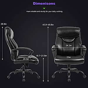 Big and Tall Office Chair 500lbs Wide Seat Ergonomic Desk Chair with Lumbar Support Arms High Back PU Leather Executive Task Computer Chair