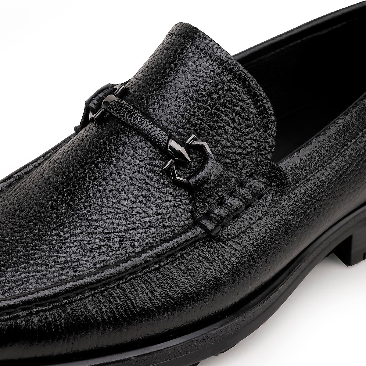 Men's Leather Penny Loafers, Fashion Luxury Handmade Dress Shoes Crocodile Printed Slip-On Loafer for Gentleman Wedding Business (Black)