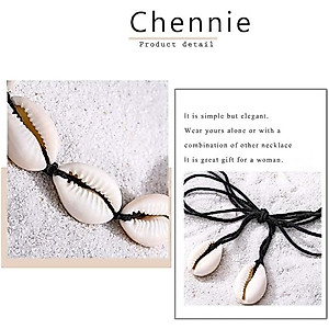 Chennie Boho Cowrie Shell Choker Necklaces Black Puka Nature Cowrie Seashell Necklace Ankle Bracelets Adjustable Jewelry Beach Foot Chain for Women (B Black)