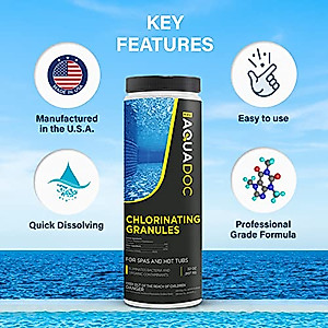 AquaDoc | Spa Chlorine Granules for Hot tub - Spa Sanitizing Granules for Hot Tubs - Recommended Chlorine for spa - Granulated Chlorine for hot tub and spa - Hot Tub Chlorinating Granules