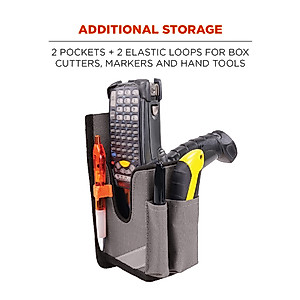 Ergodyne Squids 5540 Barcode Scanner Holster Pouch for Gun Grip Mobile Computers, Holder for Handheld Bar Code Scanners, Belt Loop Attachment Gray Large