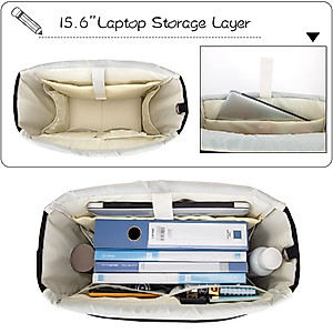 LoDrid Teacher Tote Bag with Bottom Pad, with Separated Storage Laptop Layer (up to 15.6 Inch), Teacher Carry Bag with Large Compartment, Teacher Bags and Totes for Women, Black