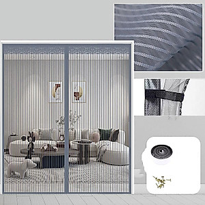 Magnetic Screen Door Pet and Kid Friendly Mosquito Curtain Self Sealing Mesh Curtain Full Frame Hook & Loop for Patio Doors -D-100x220cm(39x87inch)