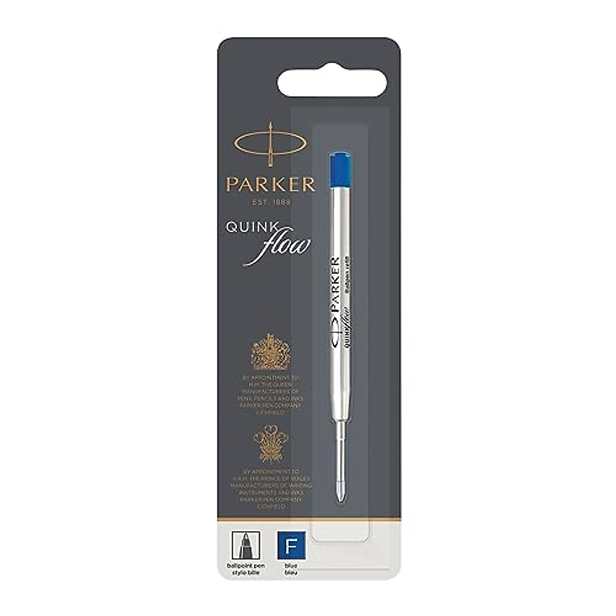 Parker QUINKflow Ballpoint Pen Ink Refill, Fine Tip, Blue