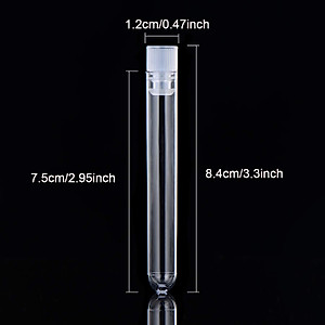 Hicarer 50 Pieces Clear Plastic Test Tubes 12 by 75 mm with Push Caps, 5 ml