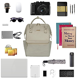 KROSER Laptop Backpack 15.6 Inch Stylish Backpack Doctor Bag Water Repellent College Casual Daypack with USB Port Travel Business Work Bag for Men/Women-Light khaki