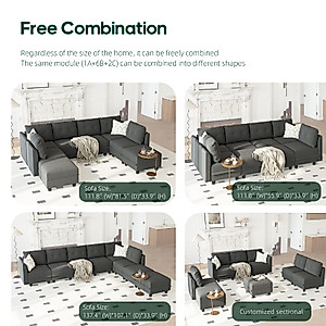 LLappuil Modular Sectional Sofa with Reversible Chaise, L Shaped Sofa with Ottoman, 4 Seater Sectional Corner Couch with Storage, Black