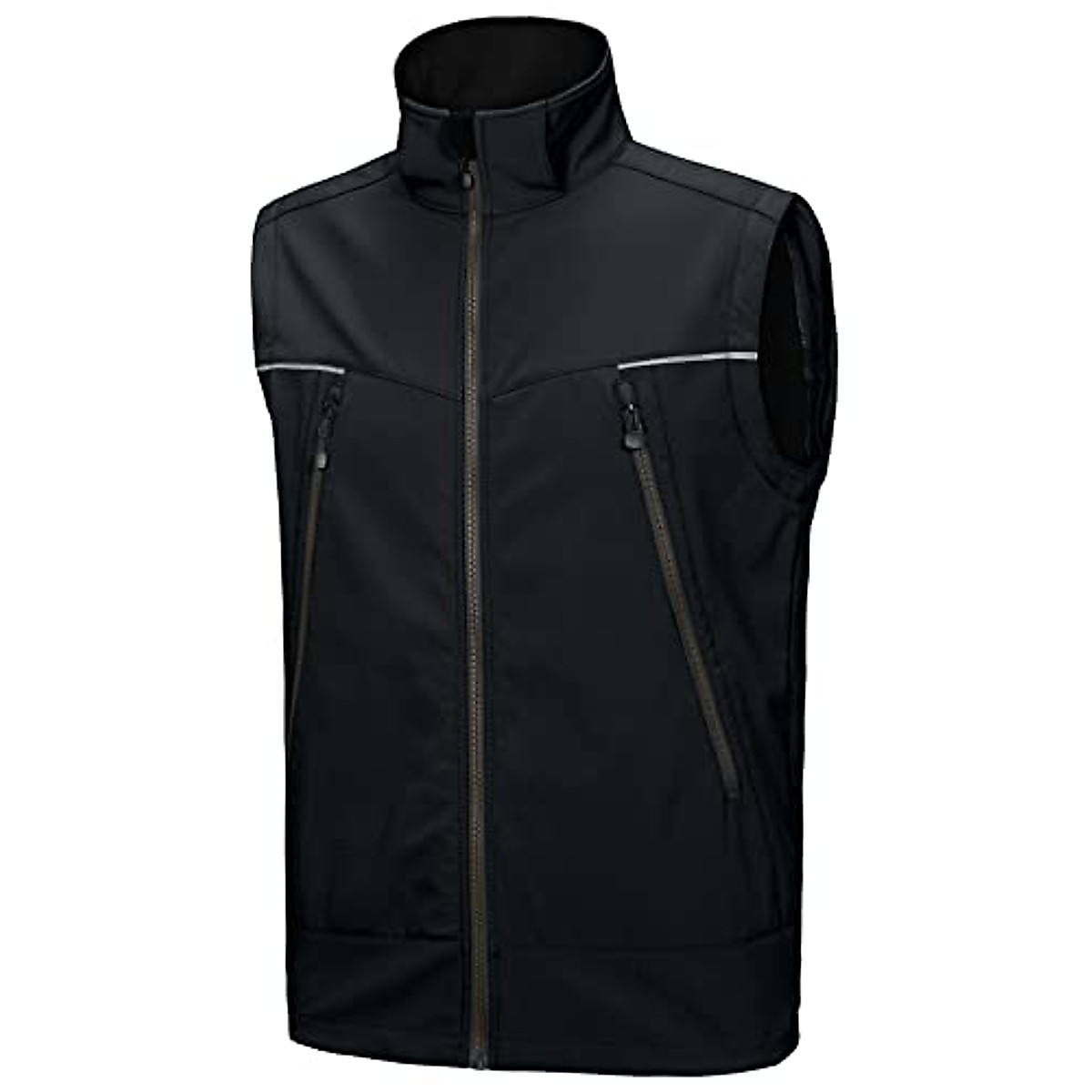 Little Donkey Andy Men's Waterproof Softshell Jacket with Detachable Sleeves and Hood, Fleece Mountain Ski Snow Rain Coat Black Size XL