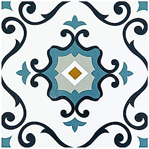 Retro Self Adhesive 12-Inch Vinyl Floor Tiles, 20 Tiles - 12" x 12", Mid Century Modern Slate Pattern - Peel & Stick, DIY Flooring for Kitchen, Dining Room, Bedrooms & Bathrooms by Achim Home Decor