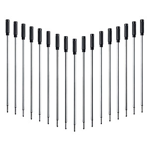 DunBong Black Ink Refill Pack of 5, Replaceable Ballpoint Pen Refills, Medium Point Metal Refill (Black)