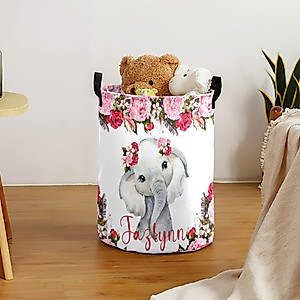 Personalized Laundry Basket with Name Custom Baby Hamper Collapsible Organizer Storage Bedroom Decor for Girls Adults Women (03)