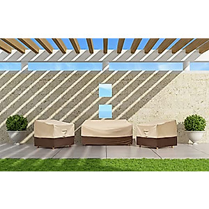 Lafaso Patio Chair Cover for Outdoor Furniture, 600D Heavy Duty Oxford Cloth Chair Covers Waterproof, Heavy Duty Deep Seat Outdoor Chair Cover Set of 4 (Beige/Brown, Large)