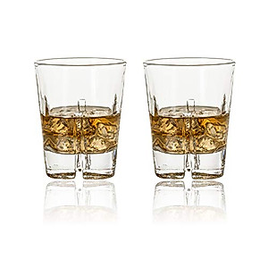 BothEarn Whiskey Rocks Glass Set of 2 - Clear Drinking Cup with Heavy Solid Base - Good for Bourbon Jack Daniels Tennessee and Scotch, 6.5 oz (185 ml)