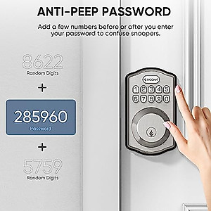 TICONN Keyless Entry Door Lock Deadbolt with Keypad, Smart Locks for Front Door with Passcode, Traditional Style Door Lock Security with Auto Lock and Spare Keys (Satin Nickel)
