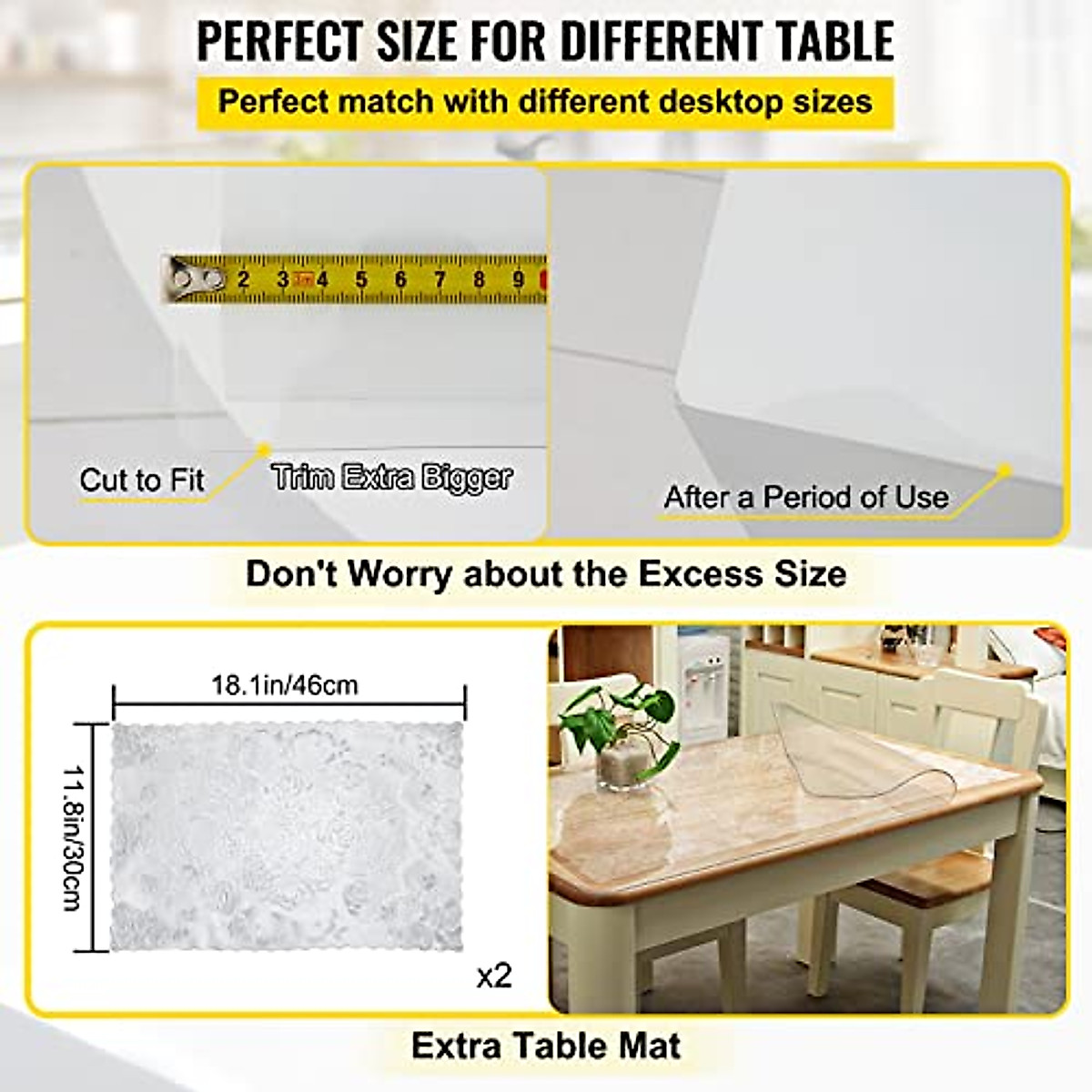 VEVOR Clear Desk Cover Protector, 24 x 60 inch, 1.5 mm Thick Plastic Clear Desk Pad Mat, Rectangle Waterproof Table Top Protector, Scratch Proof and Easy Cleaning for Office Dresser Night Stand