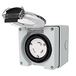 STARELO 30 Amp Locking Female Plug Box NEMA L5-30C Generator Twist Lock Adapter Female Connector,125 Volt,Outdoor dustproof and Weatherproof for generators, Welding Machines, etc.ETL Listed.