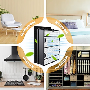 Improvedhand HAPF600 HEPA Filter Replacement for Hol-mes Air Purifier, Replace HAPF600D, HAP615, HAP625, HAP650, HAPF600D-U3, HAP725, HAP750 Filter B, 3 HEPA Filters & 3 Carbon Pre-filters