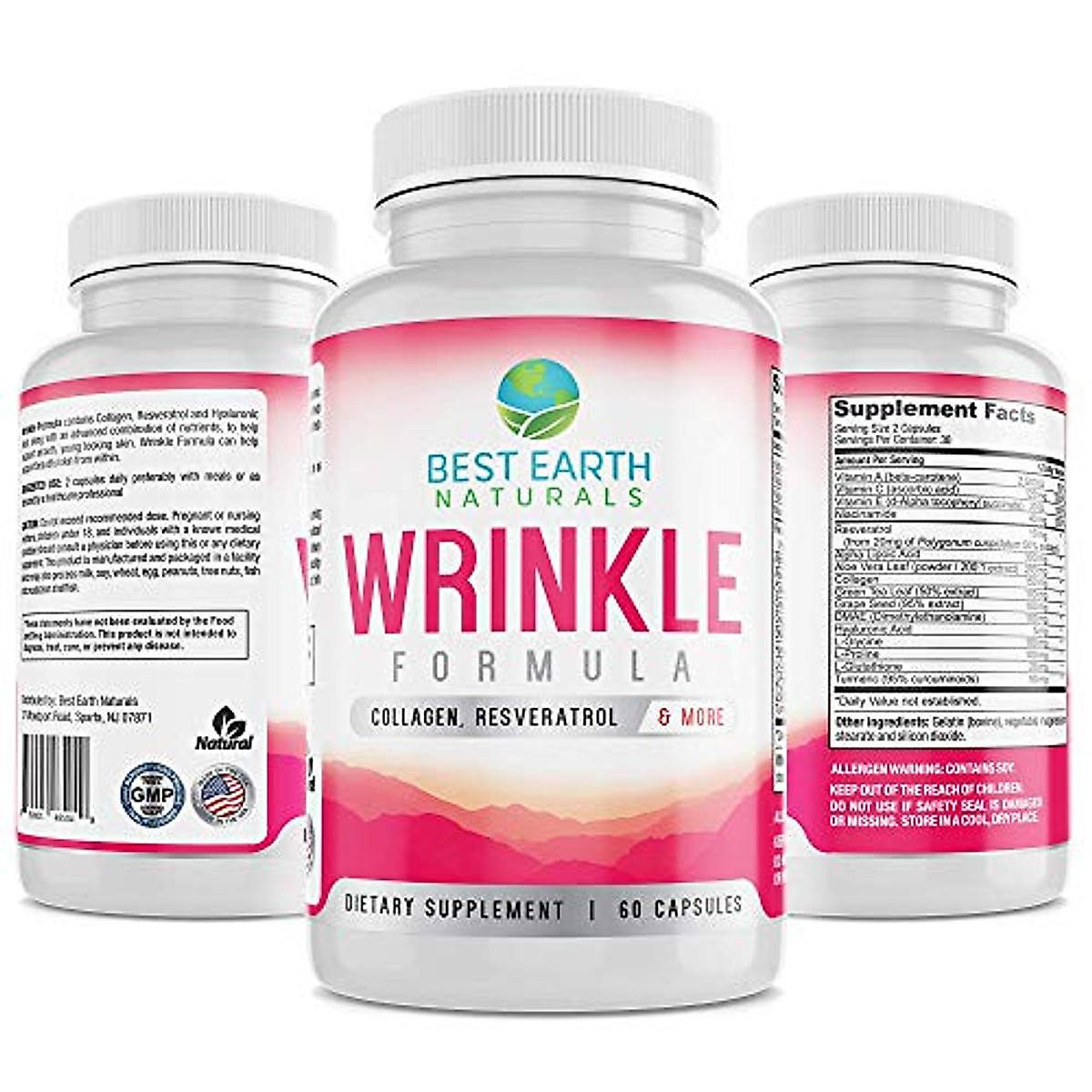 Wrinkle Formula Advanced Anti-Aging, Beauty Supplement, with Collagen, Antioxidants, Glutathion, Resveratrol, and More