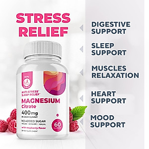 DR. MORITZ Magnesium Citrate Gummies Sugar-Free - Calm Magnesium Gummies Supplement for Children, Sugar-Free Chews for Kids & Adults (60 Count)