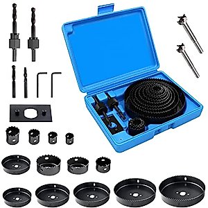 Hole Saw Set, 23Pcs Hole Saw Kit with 13Pcs Saw Blades, General Purpose 3/4" to 5" (19mm-127mm) Hole Saw, Mandrels, Hex Key with Storage Box, Ideal for Soft Wood, PVC Board