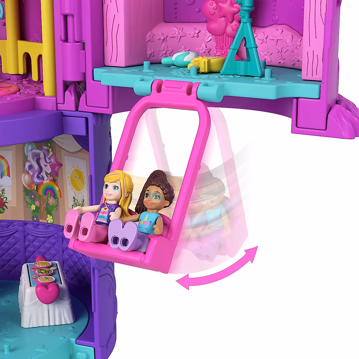 Polly Pocket 2-in-1 Unicorn Toy Playset, Spin 'N Surprise Birthday with Micro Polly & Lila Dolls, Plus 25 Accessories