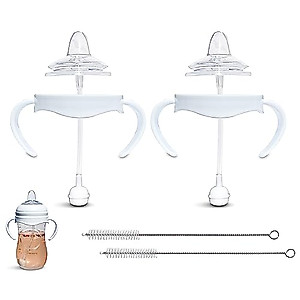 Sippy Cup Conversion Kit for Philips Avent Natural Baby Bottle | 2-Count | with Soft Silicone Sippy Spout Nipples, Weighted Any Angle Straw Ball, Bottle Handles and Straw Cleaning Brush (Sippy Spout)