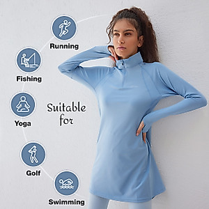 Sorbet Womens Long Sleeve Tops - Lightweight Women's UPF 50+ SPF Shirts for Women Long Sleeve - Athletic 1/4 Zip Pullover Women- Sun Protection Shirts for Hiking, Fishing, and Yoga Tunic Tops, Large