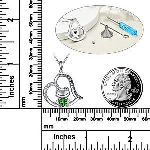 POPLYKE Frog Urn Necklace for Human Sterling Silver Pet Necklace for Ashes for Women Necklace Jewelry (frog urn necklace)