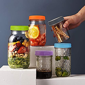 Aozita 18 Pack Plastic REGULAR Mouth Mason Jar Lids for Ball, Kerr Regular Mouth Jars - Colored Plastic Storage Caps for Mason/Canning Jars, Leak Proof