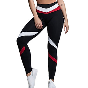Bblulu Women's Striped High Waisted Yoga Pants Color Block Tummy Control Workout Leggings Butt Lifting Stretchy Tights