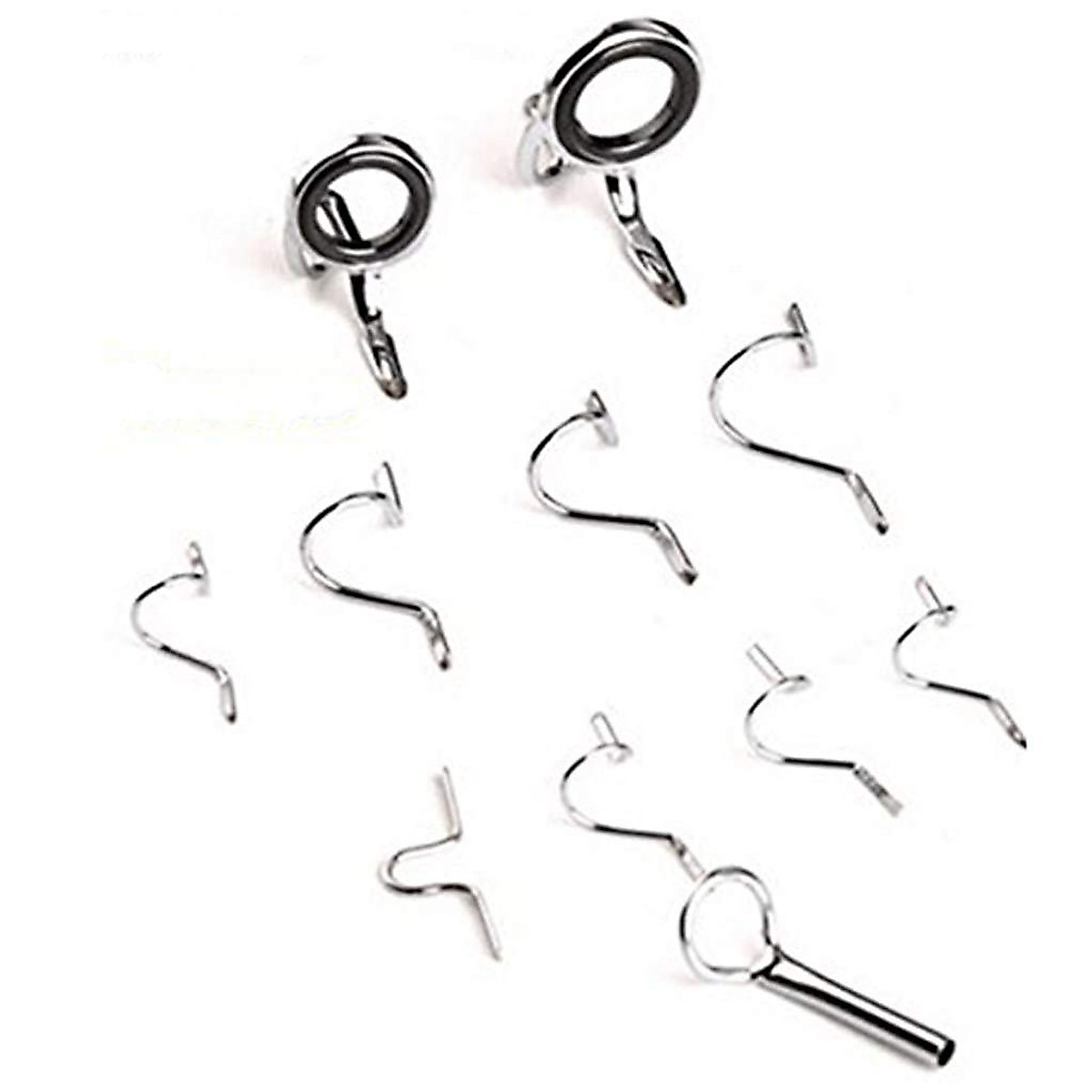 Fly Rod Guide Set Fishing Tip Repair Kit 9FT 4-6WTHard Snake Guide Tip Hook DIY Eye Rings Different Size (A)
