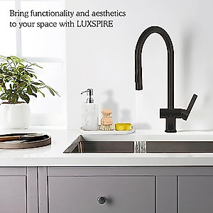 Luxspire Bathroom Vanity Tray, Marble Ceramic Dresser Jewelry Dish with Golden Rim, Decorative Tray Countertop Sink Storage Holder Organizer for Soap Candles Perfume Comestic Home Decor, Matte White