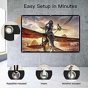 Projector Screen 100 inch, AuKing 4K Outdoor Indoor Projector Screen 16:9 HD Foldable and Portable Anti-Crease Movie Projector Screen Double Sided Video Projector Screen for Home Threater, Party