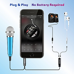 Wootrip [2PCS] Mini Karaoke Microphone, Mini Voice Recording Microphone Portable Karaoke Mic for Singing, Recording, Voice Recording(Black/Blue)