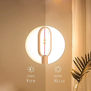 Xhope4u Table Lamp for Bedroom - Balance Lamp,Bedside Lamp with Touch Dimmer,Christmas Gifts,Nightstand Lamp,3 Level Brightness Rechargered Night Light for Home,Office,College Dorm (Wood Color)