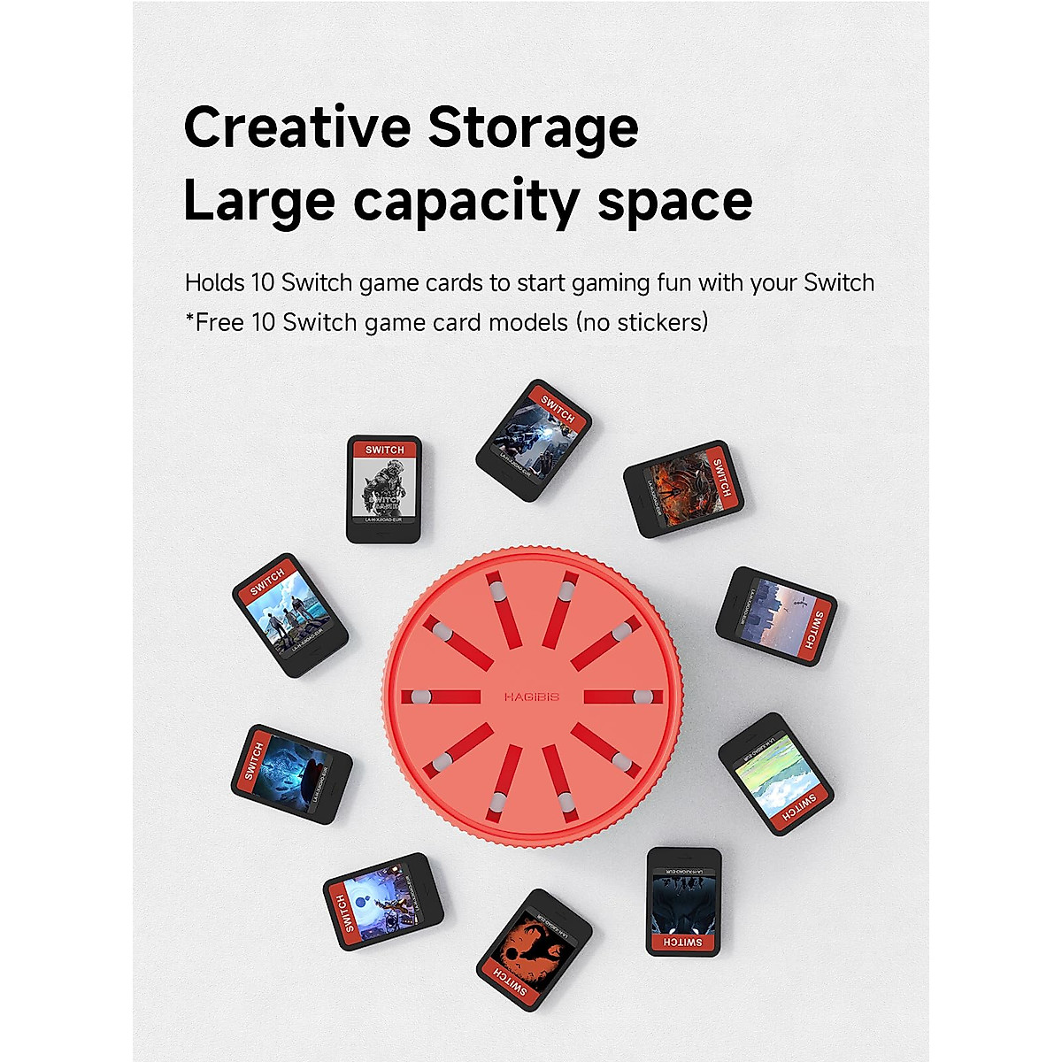 Hagibis Game Storage Case for Nintendo Switch, PS Vita, Rotating Game Card Case with 10 Card Slots, Magnetic Draw Card Portable Switch Game Cartridge Holder (Blue)