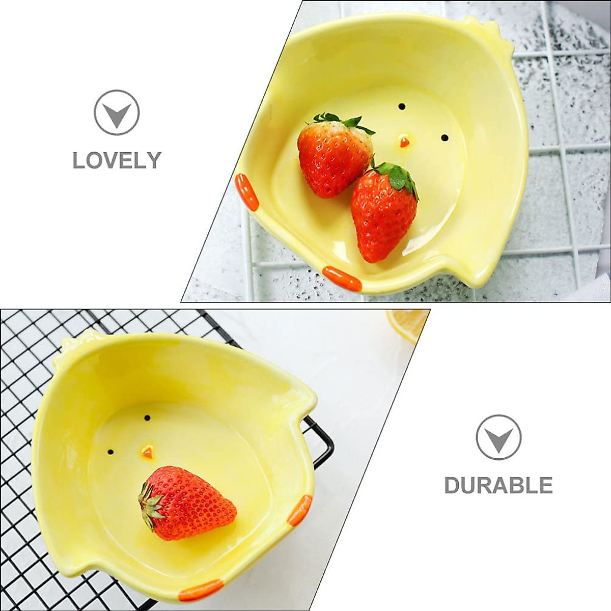 BESTonZON Easter Chick Shaped Salad Bowl Ceramic Dessert Bowl Cute Animal Food Serving Bowl Creative for Kitchen Restaurant