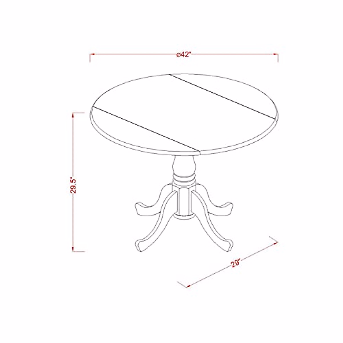 East West Furniture Wooden DMT-WLW-TP Modern Dining Table with Walnut Round Tabletop and 42 x 30-Linen White Finish