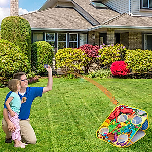 HelloJoy Bean Bag Toss Game Kids Outdoor Toys,Double-Sided Foldable Cornhole Board Backyard Beach Yard Outdoor Toys for Toddler, Outside Lawn Party Activities Toy Gifts for Boys Girls Age 3 4 5 6 7 8