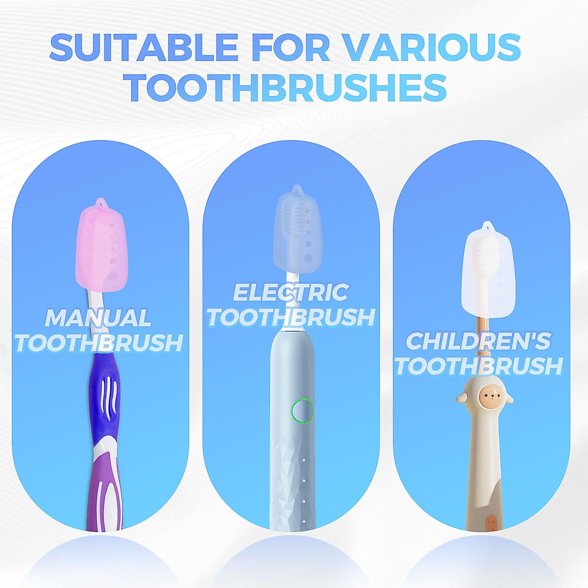 Lapfoon 5 Packs Toothbrush Covers, Silicone Toothbrush Covers Caps for for Electric Toothbrush Replacement Head & Manual Toothbrush, Toothbrush Travel Essentials