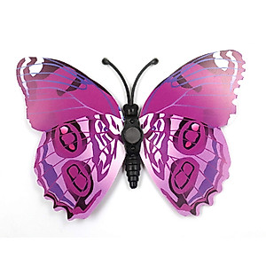 Ruwado 12 Pcs Purple Butterflies Double Wings Refrigerator Magnets Wall Decal Removable Sticker Decoration for Home Kitchen Kids Room Bedroom Office Theme Parties Classroom Window Décor (Purple)
