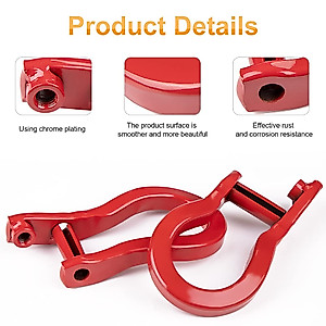 JDMON Compatible with Front Bumper Tow Hook Chevy Silverado 1500 Chevy Silverado 1500 2019 2020 2021 2022 Replaces 84280202 2Pcs (Red)